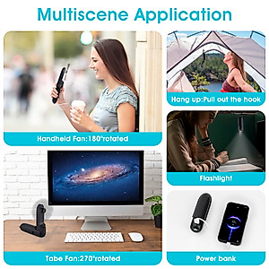 Digibond Mini Fan Handheld Rechargeable Battery Powered 3000mAh 6in1 Bullet Shape Portable Personal Fan 3 Speed Soft Blades Pocket Fan for Travel with Power Bank/Flashlight (Black)