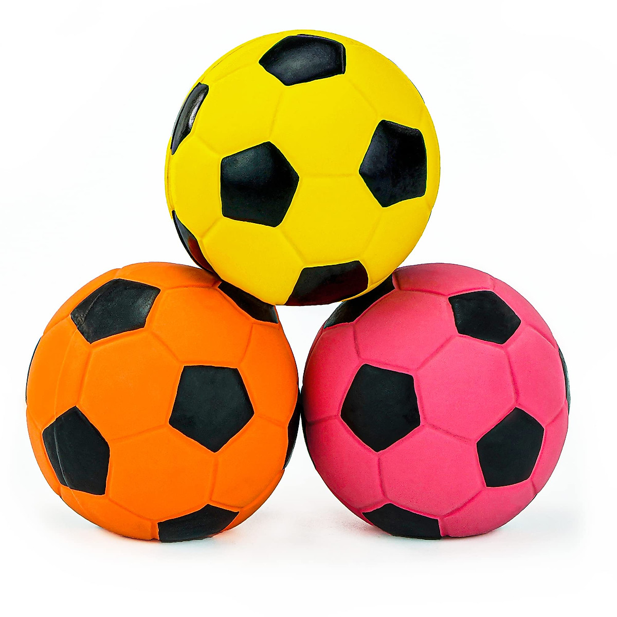 CHIWAVA 3PCS 2.7'' Squeak Latex Dog Toy Football Chew Fetch Throw Ball for Medium Dogs Interactive Play