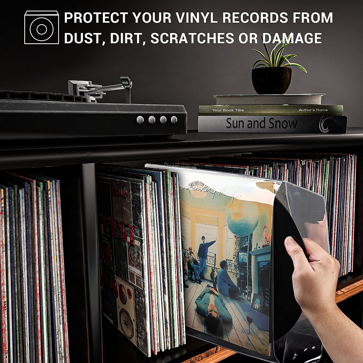 Facmogu 10PCS 12in Thicken PVC Record Protective Sleeves, Premium 180 Micron Clear PVC Outer Sleeves with Flap, Durable Record Outer Protective Sleeve for 33 RPM Album (NOT for Gatefold/Trifold Album)