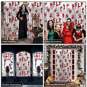 Halloween Party Decorations Scary Bloody Halloween Photo Backdrop Streamers, 2 Pack 3.3 x 6.6 FT Zombie Vampire Halloween Party Decor Foil Fringe Curtain Halloween Backdrops for Parties Indoor Outdoor