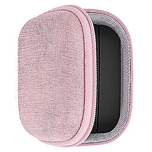 Geekria UltraShell Case with Carabiner Compatible with Jabra Elite 75t, Elite 65t, TOZO T6 True Wireless Earbuds, Replacement Protective Hard Shell Travel Carrying Bag with Cable Storage (Pink)