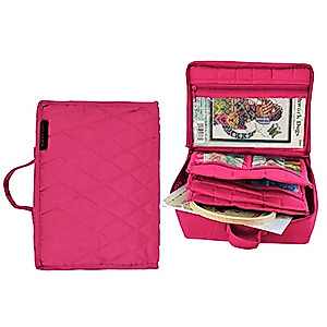 Yazzii Original Craft Organizer Tote Bag - Portable Storage Bag Organizer - Multipurpose Storage Organizer for Crafts, Cosmetics & Jewelry. Fuchsia
