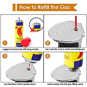 NANW Butane Torch, Refillable Kitchen Blow Torch Lighter Culinary Cooking Torch with Adjustable Flame for BBQ, Creme Brulee, Baking And Cooking (Butane Gas not Included) (Black)