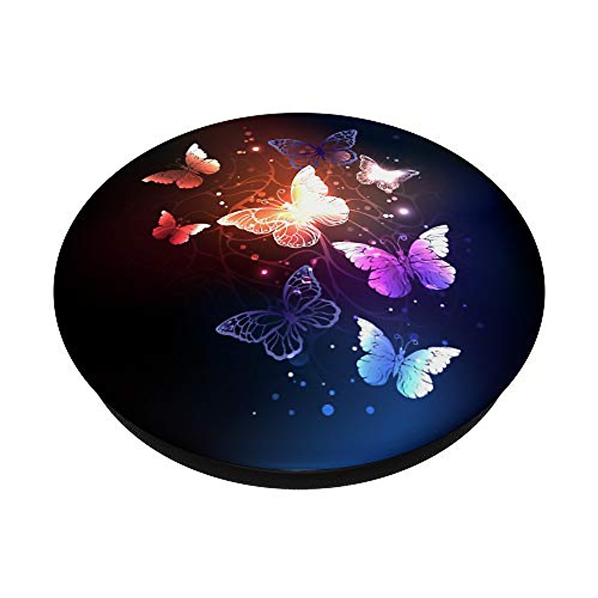 Pretty Bright Butterflies Orange Purple Cool Blue On Black PopSockets Swappable PopGrip