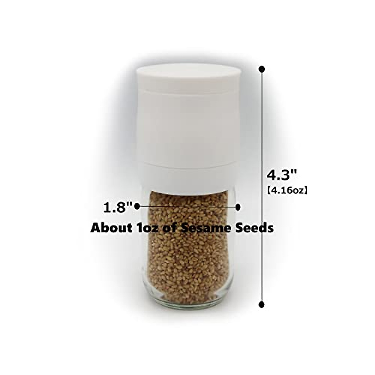 Glass Sesame Seed Grinder, Durable Sesame Mill, (Capacity: About 1oz of Sesame Seeds) Made in Japan (White)