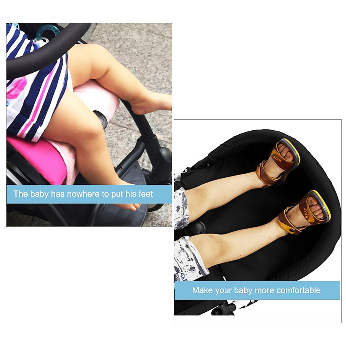 bluesa Stroller Footrest Extended Seat Board for Stroller, Adjustable Pram Feet Extension Footrest, Detachable Infant Pram Footboard, Portable Lightweight Seat Extension Board Foot Drag