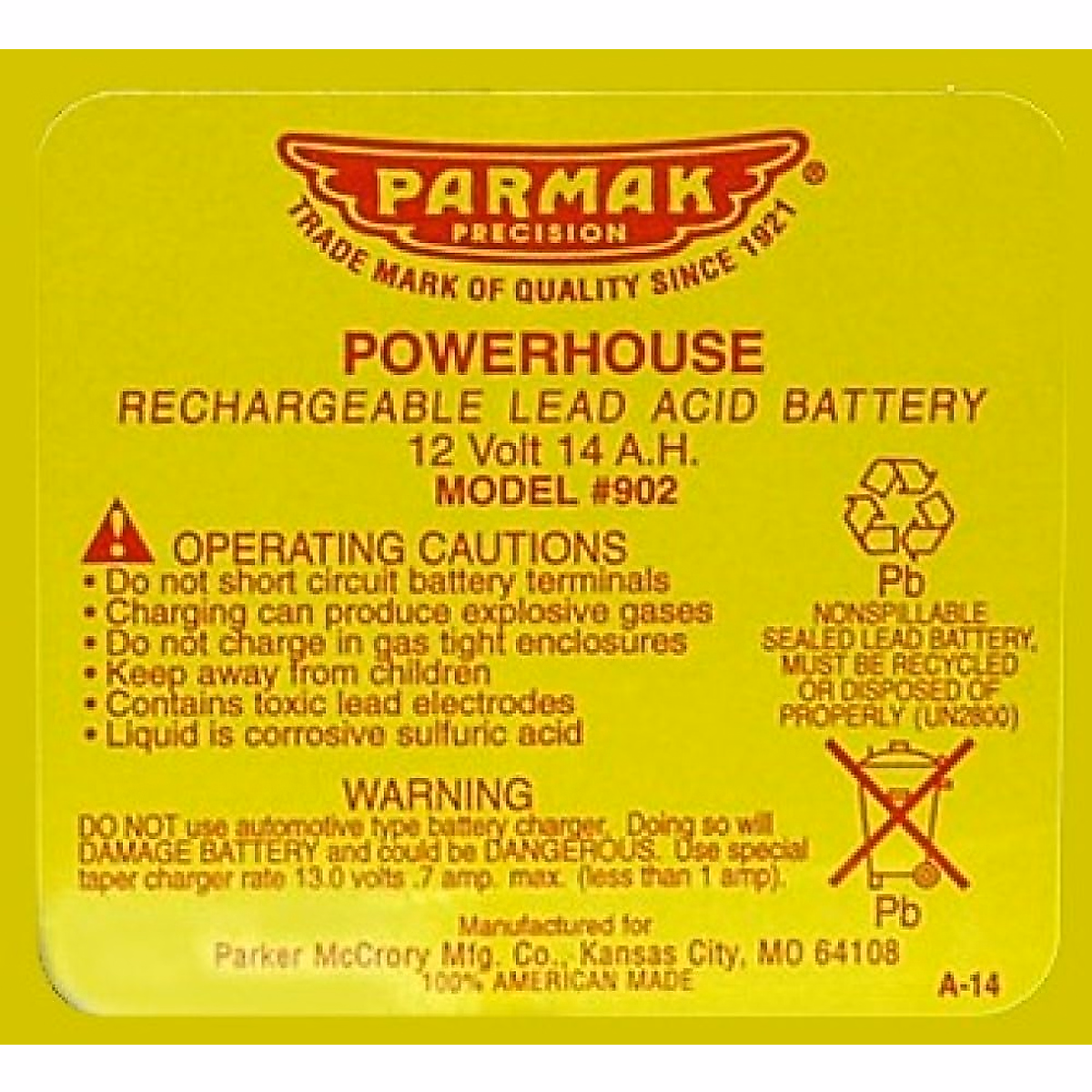 Parmak 902 12-Volt Gel Cell Battery for Solar Powered Electric Fences,Black
