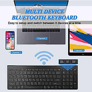Rechargeable Wireless Keyboard Mouse, UrbanX Slim Thin Low Profile Keyboard and Mouse Combo with Numeric Keypad Silent Keys for Microsoft Surface Duo 2 - Black