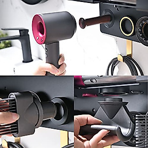 simpletome 2 in 1 Wall Mount Holder for Dyson Airwrap Styler Supersonic Hair Dryer Storage Dyson Attachments and Accessories with Cable Organizer