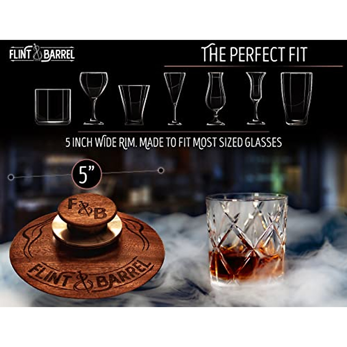Flint & Barrel Cocktail Smoker Kit with Torch and Wood Chips, 4 Flavors - Old Fashioned Smoker Kit, Bourbon & Whiskey Drink Smoker Infuser Kit - Whiskey Gifts for Men, Dad, Husband (No Butane)