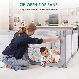 Baby Playpen, Kidirect Foldable Playpen Large Play Center Yards Play Pens for Babies, Shape & Size Adjustable Portable Infant Playpen Baby Fence Play Yard Safety Toddler Playpen