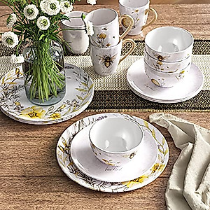 Certified International Bee Sweet Dinnerware, Service for 4, 16 Piece Set, Multi Colored