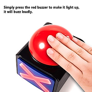 JIALITFUN Game Answer Buzzer 2 Pcs, Game Buzzer Alarm Sound Play Button with Light Trivia Quiz Got Talent Buzzer Toys for Kids Adult