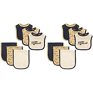 Hudson Baby Unisex Baby Cotton Bib and Burp Cloth Set, Airplane, One Size