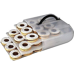 Cookie and Cake Carrier Container with Handle and Lid 4 Trays Cupcake Storage Transport Holder Box 2 Devil Eggs Trays Included