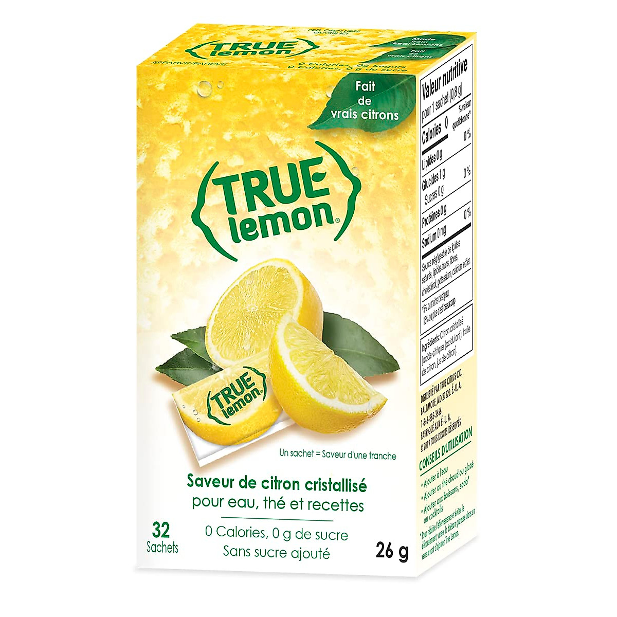 True Lemon - Crystallized Lemon For Water, Tea - Single-Serve Packets - Water Enhancer - 32-count