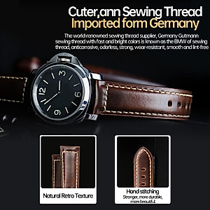 REZERO Watch Band, Vintage Oil Wax Leather Watch Straps 18mm 19mm 20mm 21mm 22mm 23mm 24mm 26mm Watch Belt for Men Women