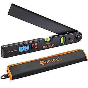 Neoteck Aluminum Digital Angle Finder Protractor 225° 16 inch Backlit LCD Digital with Horizontal and Vertical Bubble - Black