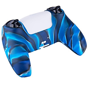 YoRHa Silicone Rubber Gel Customizing Skin Cover for PS5 Controller(Camouflage Red Blue Green) x 3 With Thumb Grips x 6