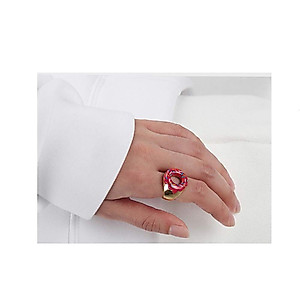 XUN Zhe Cute Food Imitate Donut Open Rings Colorful Cartoon Sweet Donut Cookie Adjustable Rings Jewelry for Women Best Friends (Red/Gold)
