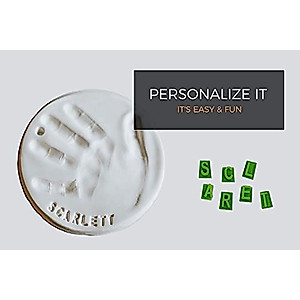 Baby Handprint Footprint Keepsake Ornament Kit (Makes 2) - Bonus Stencil for Personalized Christmas, Newborn, New Mom & Shower Gifts. 2 Easels! Non-Toxic Clay, Air-Dries Light & Soft, Won't Crack.