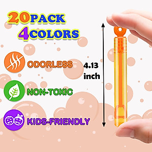 Bubbles Party Favors Supplies for Kids, 20 Pack Mini Pocket Bubble Wand Toys for Toddlers, Christmas Goodie Bag Stocking Stuffer Fillers, Small Pinata Birthday Classroom Wedding Camping Gifts Treats