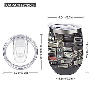 WYUSPGK 304 Stainless Steel Insulated Cup, Vintage Wall of Radio Boombox Print Smooth Rim, Durable & Reusable - Perfect for Office, Home, And Travel