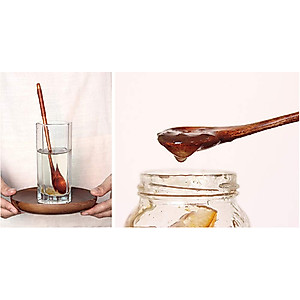 2 Set of Retro Handcrafted Wooden Long Coffee Tea Spoon Coffee Stirrers with Cable Tie