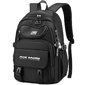 H HIKKER-LINK Laptop Backpack Stylish Casual Backpack Shoulder Bag Daypack Rucksack Black