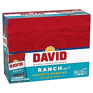 DAVID Roasted and Salted Ranch Sunflower Seeds, 1.625 oz, 12 Pack