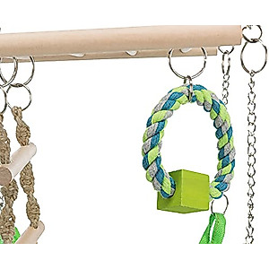 TRIXIE Small Animal Suspension Bridge with Hammock, Rope Ladder, and Ring, Cage Accessory for Ferrets, Rats