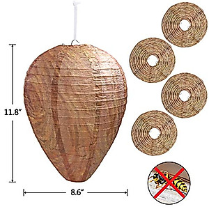 4 Pack Wasp Nest Decoy Hanging Wasp Deterrent for Wasps Hornets Yellow Jackets