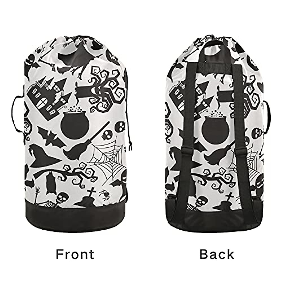 Witch Spider Halloween Laundry Bag Large Heavy Duty Laundry Backpack for College Students Laundry bag with Shoulder Straps Dirty Clothes Organizer for Traveling Waterproof