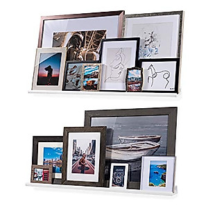 Wallniture Boston 46" Floating Shelves for Wall Decor, Photo Ledge for Living Room Decor, Floating Wall Bookshelves, Long Wall Shelves for Collage Picture Frames, White Kids Bookshelf Set of 2