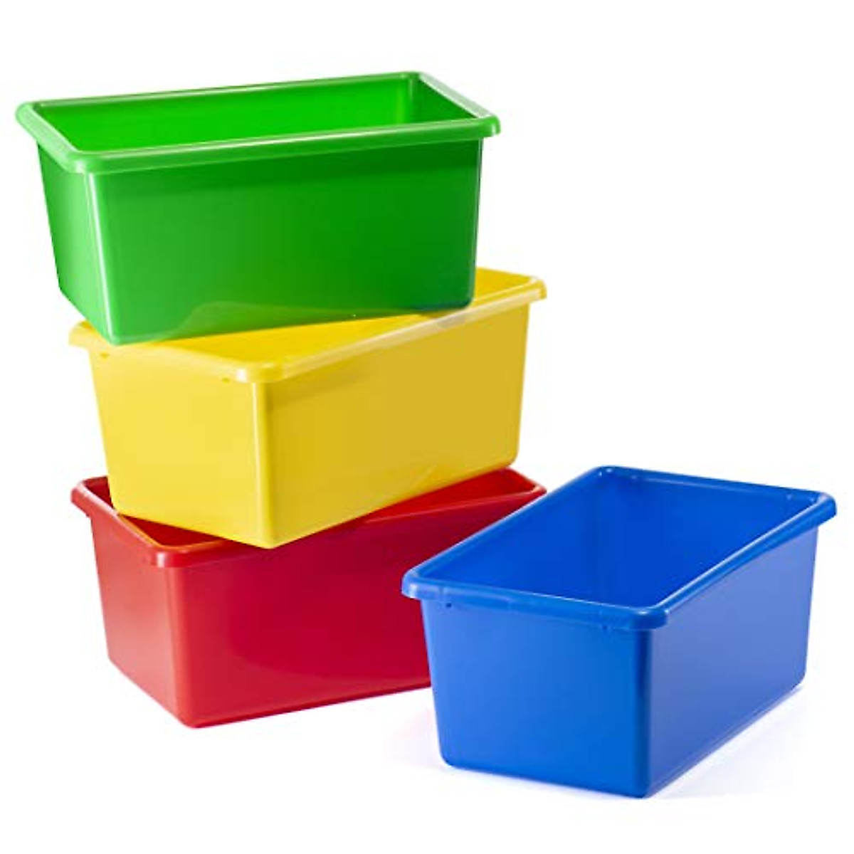 Prextex Toy Plastic Storage Bins - Pack of 4 Containers | Storage Box For Closet Organizers, Classroom Toy Bin, File Organizer, Craft Storage