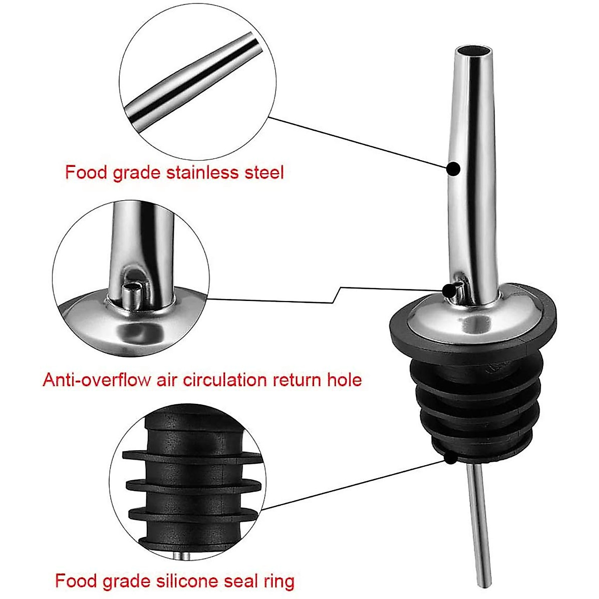 7 Pack Bottle Pourer Wine Aerator, Liqour Pour Spouts for Olive Oil Alcohol Bottle, Stainless Steel Dragon Pourers