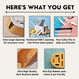 DClutter Cable Management Box | Cord Organizer to Conceal Computer, Router, TV Wires, & Power Strip | Modern, Minimalistic, Sleek & Sturdy Design | 3 Free Silicone Cable Ties Included - Pine Green