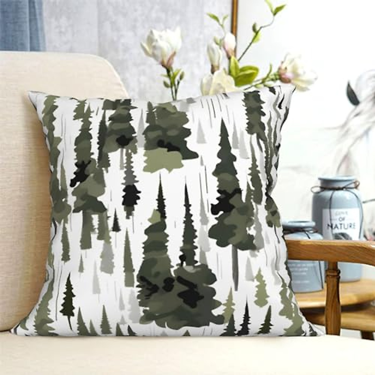 White Trees Camo Pattern Decorative Pillow Cover - Soft and Versatile Cushion Case for Home Décor and Car Seats