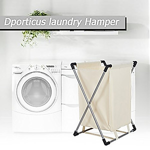 Dporticus Single Basket Floding Laundry Hamper with X-Frame for Apartment Home College Use