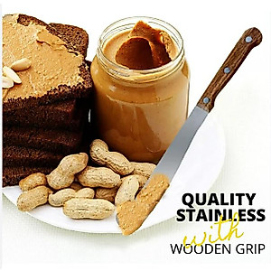 Performore 2PCS Spreader Knives, 12” Peanut Butter Knife that Works Great with Jars and 5” Short Spreading Knife, Stainless Steel Spatulas with Wooden Handle Spreader Set