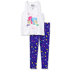 Shimmer and Shine girls Kids Tank & Set Leggings, True Navy, 6 Years US