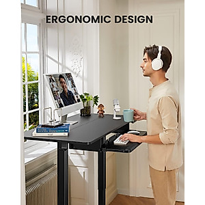ErGear Electric Standing Desk with Keyboard Tray, 44x24 Inches Adjustable Height Sit Stand Up Desk, Home Office Desk Computer Workstation, Black