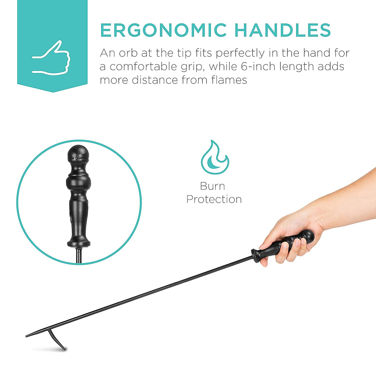 Best Choice Products Fireplace Tool Set 5pc Indoor Wrought Iron Outdoor Firepit Tool Set w/Poker, Tongs, Broom/Brush, Stand - Copper