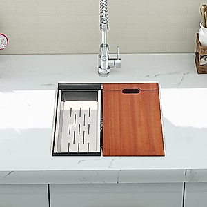 Homtone 22x18 Inch Workstation Kitchen Sink Undermount, Stainless Steel 10" Deep Single Bowl Sink, Workstation Sink with Accessories