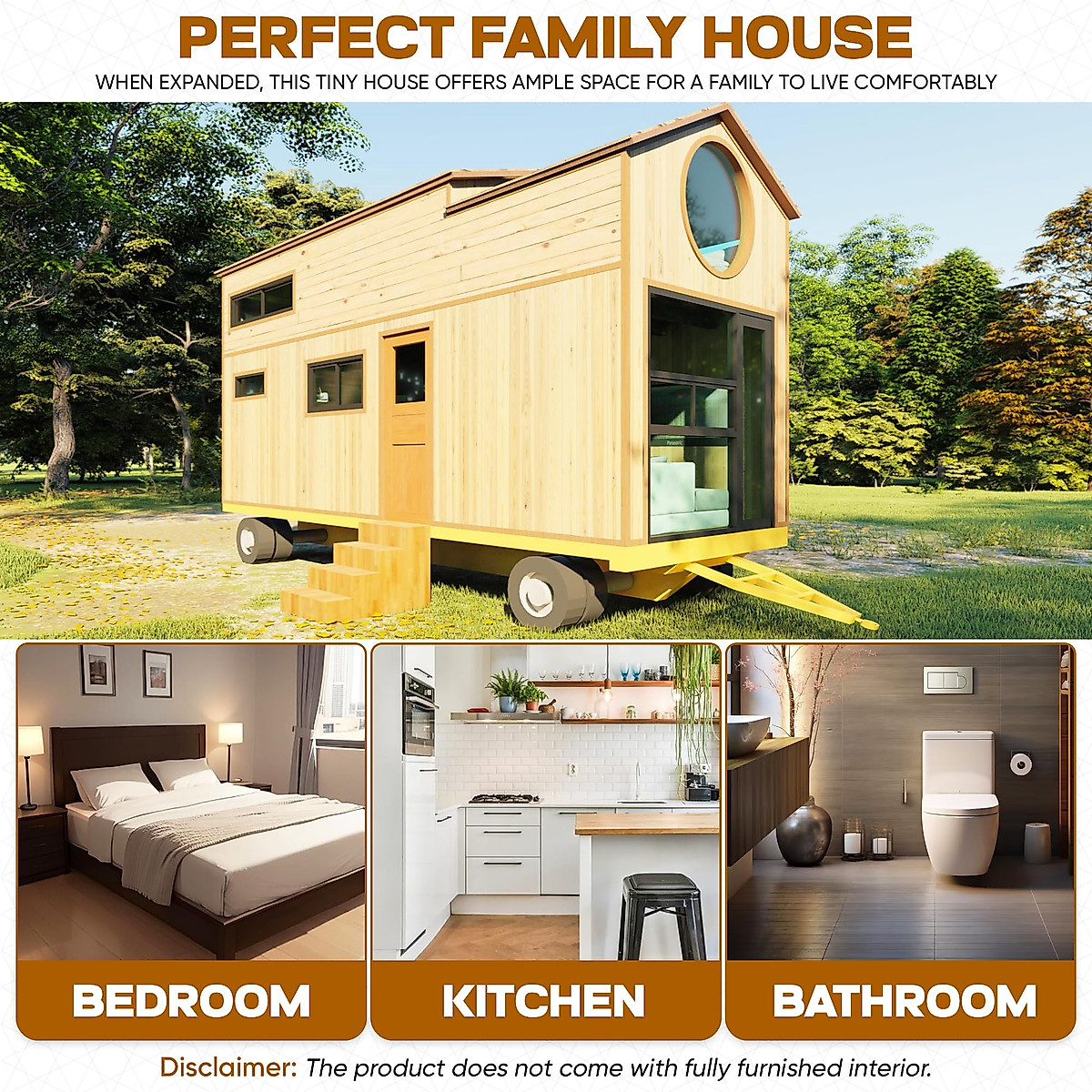 Portable Wooden House - Mobile Tiny Home Cabin with Modern Design, Eco-Friendly Materials, Un-Furnished - Ideal for Off-Grid Living, Vacation Homes, and Guest Houses
