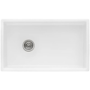 Ruvati 30-inch Fireclay Farmhouse Offset Drain Kitchen Sink Single Bowl White - Left Drain - RVL2018WL