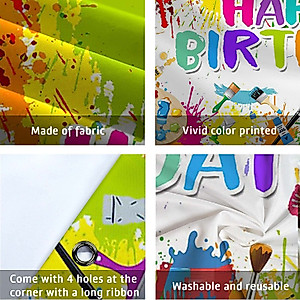 Avezano Paint Birthday Banner Boy and Girl Graffiti Art Birthday Party Decorations Painting Theme Happy Birthday Photo Backdrop 70.8 x 43.3 Inch Background for Kids