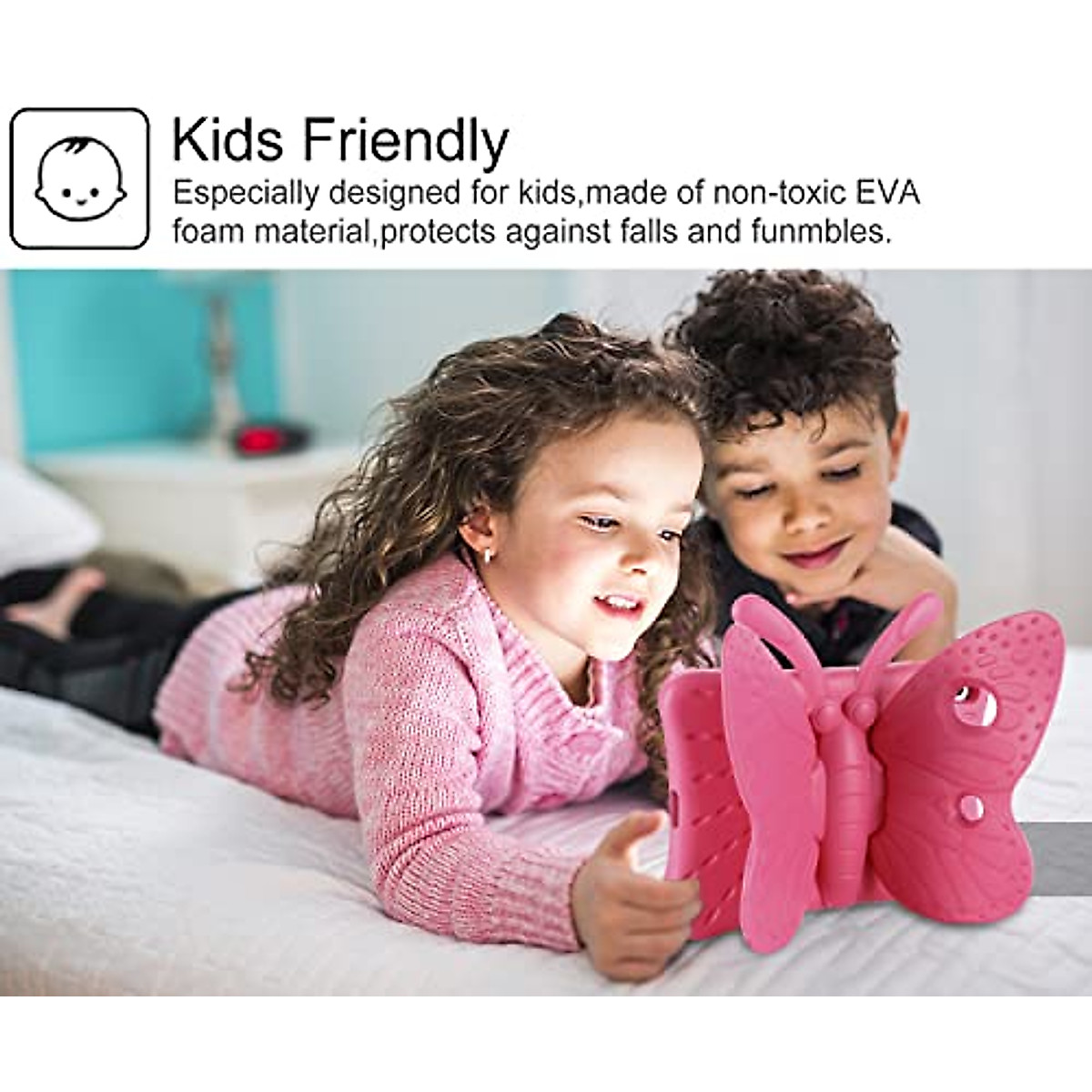 iPad Mini 6 Case - iPad Mini 6th Generation Case for Kids, 3D Cartoon Butterfly Non-Toxic EVA Light Weight Proof Shockproof Case with Kickstand for iPad Mini 6th Gen 8.3 inch 2021 Case for Boys (Rose)