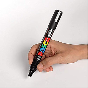 Uni POSCA Paint Marker Pen - Medium Point - Non Alcohol - Odorless Water Resistant Pen Maker - Set of 15 (PC-5M15C) with Original Vinyl Pen case
