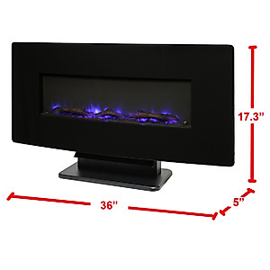 Muskoka Curved Front 36" Wall Mount Fireplace-Black Glass